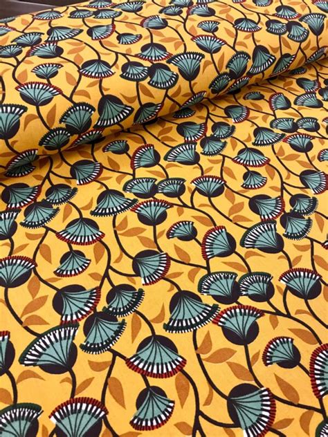 Tissu coton imprimé NYER SAFRAN x cm Cazaméa