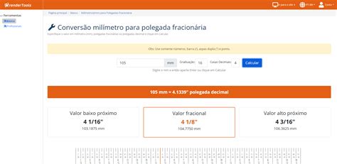 Conversor Milímetros Para Polegadas Fracionais Render Blog
