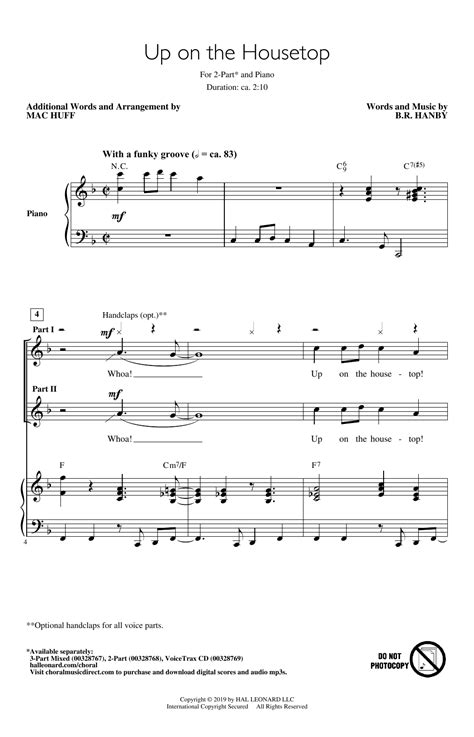 Br Hanby Up On The Housetop Sheet Music For 2 Part Choir Download