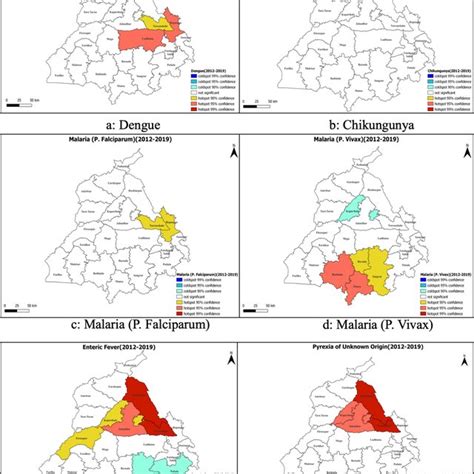 Getis Ord Gi Maps Depicting The Hotspots Of Incident Febrile Illnesses