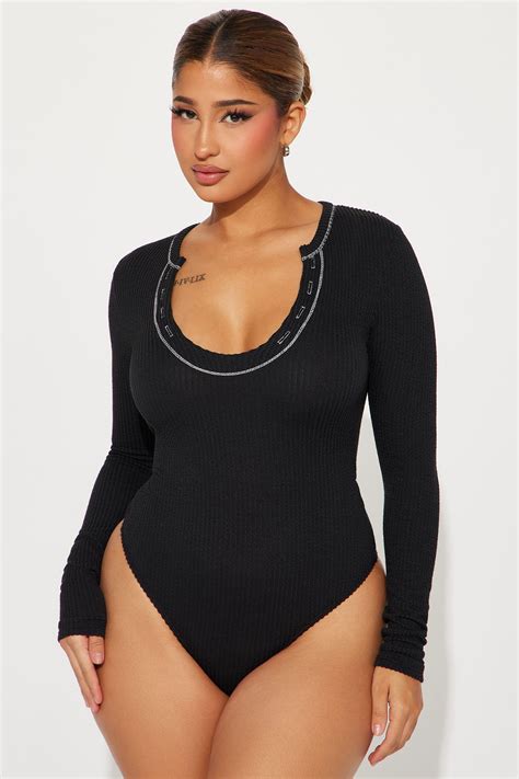Keaton Scoop Neck Bodysuit Black Fashion Nova