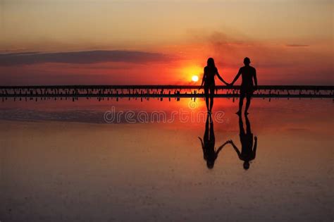 Valentines Day Heterosexual Couple In Love Silhouette Of Romantic