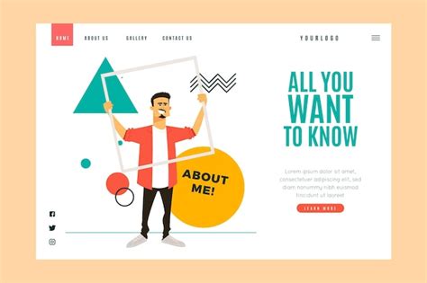 Free Vector Flat Design About Me Web Template Illustrated