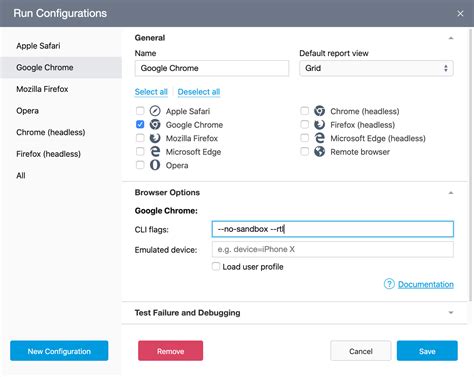 Browser Options And Emulation Testcafe Studio Devexpress Documentation