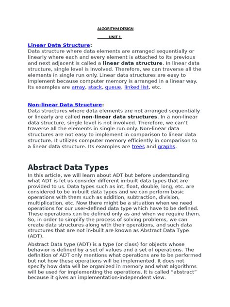 Algorithm Design Unit 1 Pdf Queue Abstract Data Type Pointer