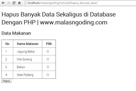 Hapus Banyak Data Sekaligus Dengan PHP Malas Ngoding