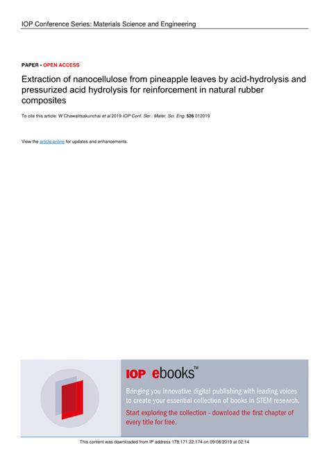 Pdf Extraction Of Nanocellulose From Pineapple Leaves By Acid