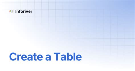 Create A Table Inforiver