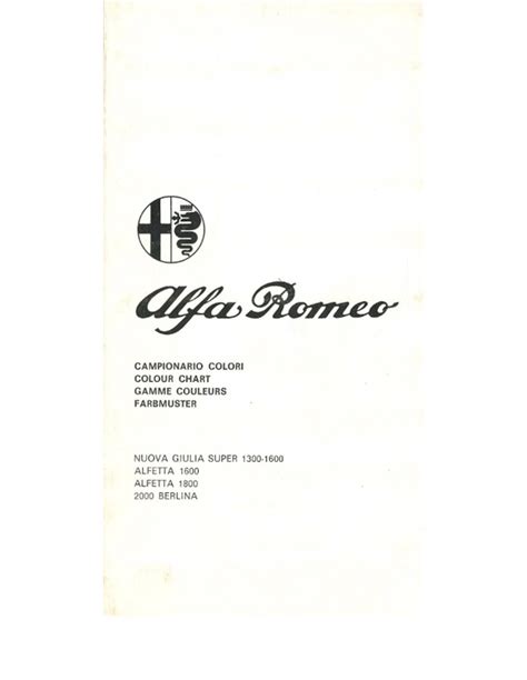 1975 Alfa Romeo Colour Chart Brochure