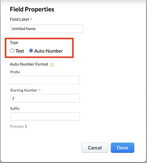 how do i use an auto number field in zoho crm the marks group