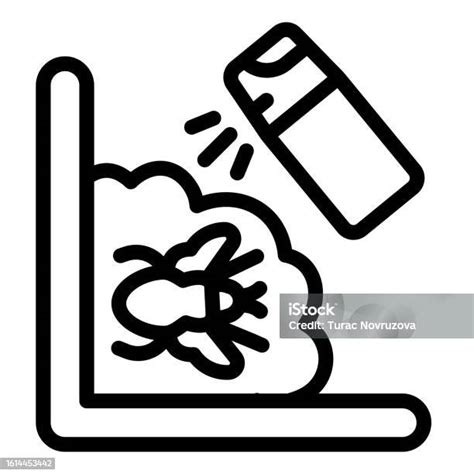 곤충 스프레이 라인 아이콘 해충 방제 개념 흰색 배경에 모기 스프레이 기호 개요 스타일의 모바일 개념 웹 디자인의 안티 벼룩 병 아이콘 벡터 그래픽 개인 장식품에 대한 스톡