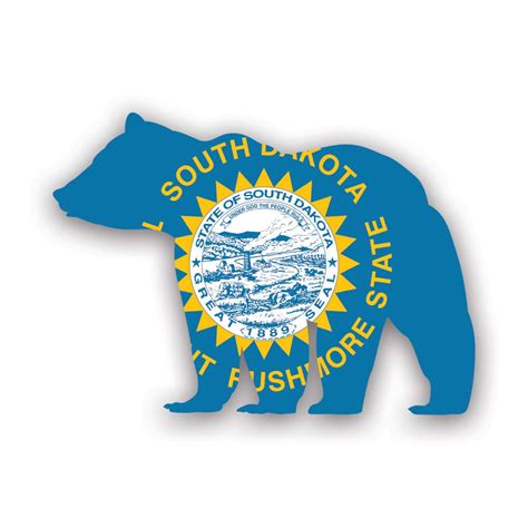 Pegatina De La Bandera Del Oso De Dakota Del Sur Calcomanía Hecho En