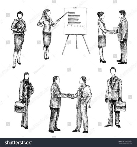 Business Male Female People Sketch Set Stock Vector Royalty Free 200098361 Shutterstock