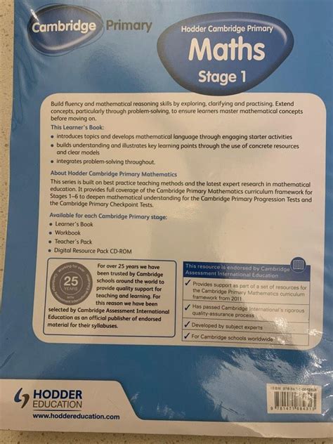 Hodder Cambridge Primary Maths Learners Book Hobbies Toys Books Magazines Textbooks On