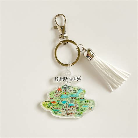 Disney World Map Keychain Free Shipping Disneyworld Keychain Disney