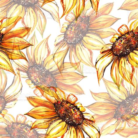 水彩黄色のひまわり花シームレスパターンの背景 イラストレーションのベクターアート素材や画像を多数ご用意 イラストレーション スクエア