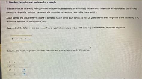 Solved 5 Standard Deviation And Variance For A Sample The Chegg Com