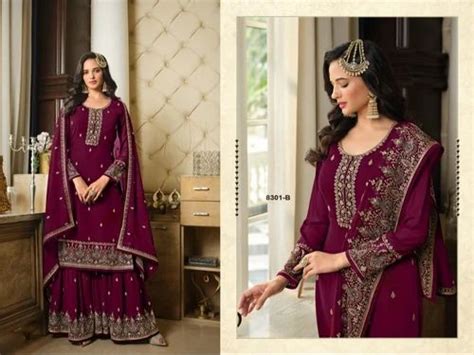 Fashionable Georgette Sequence Embroidery Sequence Work Top Sharara