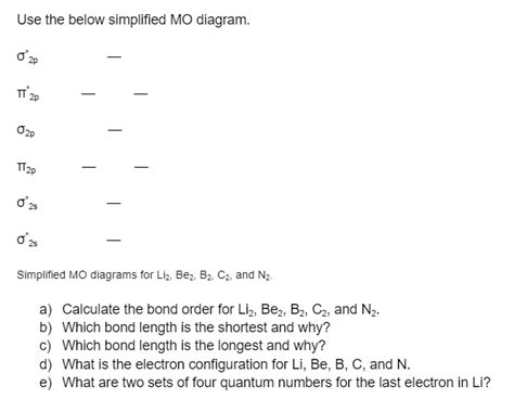 Solved Use The Below Simplified Mo Diagram Simplified Mo