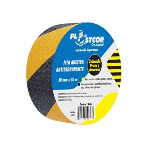 Fita Antiderrapante Amarelapreta 50mm X 30m Plastcor Mat 8474 Protendi