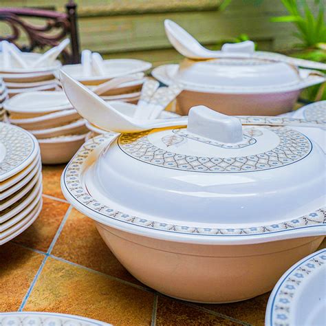 72 Piece Royal Elegance Durable Melamine Single Glaze Dinnerware Set