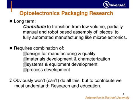 Ppt Optoelectronics Packaging Research 2001 Powerpoint Presentation