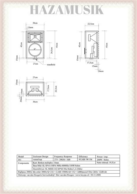 Ukuran Skema Box Speaker Inch Single Twitter T HAZA MUSIK