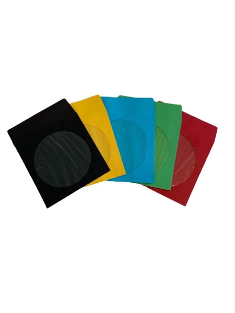TodoMedia Multi Color Paper Sleeves For CD DVDs Premium Envelopes With Clear Window And