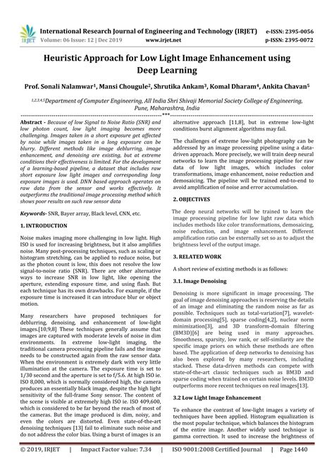 irjet heuristic approach for low light image enhancement using deep