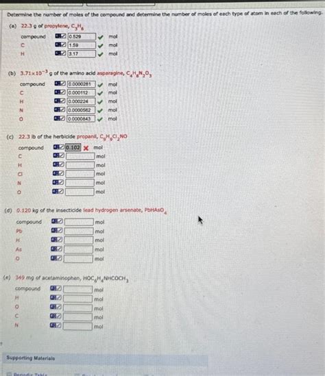 Solved Determine The Number Of Moles Of The Compound And Chegg