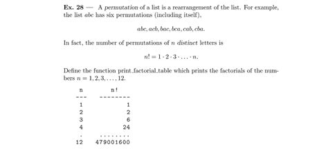 Solved Ex 28A Permutation Of A List Is A Rearrangement Of Chegg