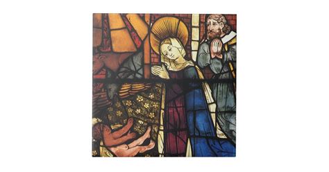 Vintage Christmas Nativity Scene In Stained Glass Ceramic Tile Zazzle