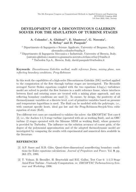 Pdf Development Of A Discontinuous Galerkin Solver For The Simulation