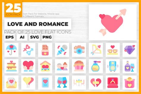Love And Romance Flat Vector Icons Pack 2930148