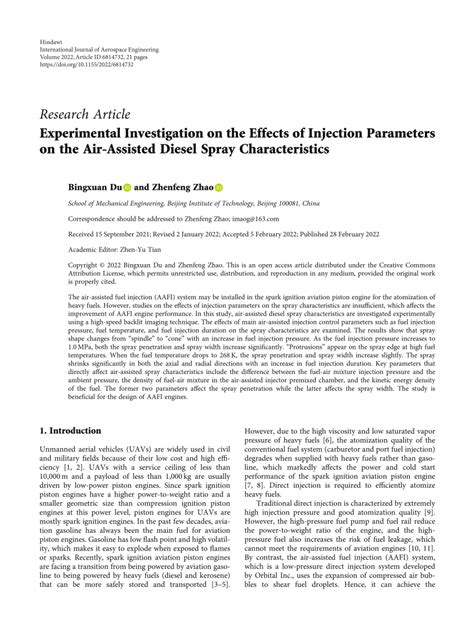 Pdf Experimental Investigation On The Effects Of Injection Parameters