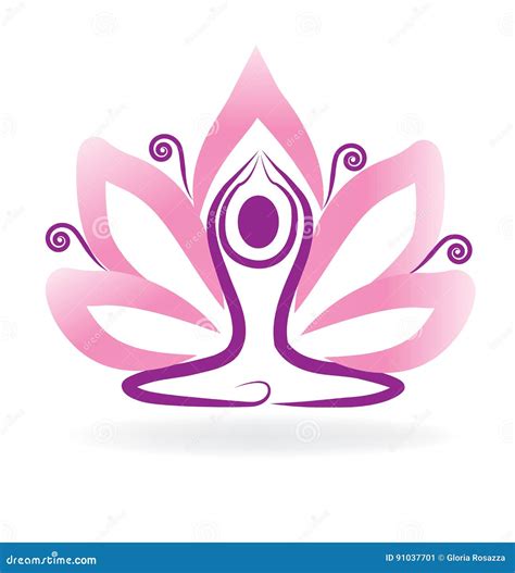Lotus Flower Meditation Yoga Logo Stock Vector Illustration Of