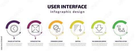 User Interface Infographic Template With Icons And 6 Step Or Option User Interface Icons Such