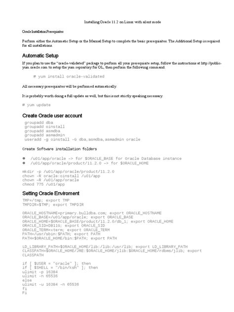 Installing Oracle 112 On Linux With Silent Mode Pdf Oracle Database Unix