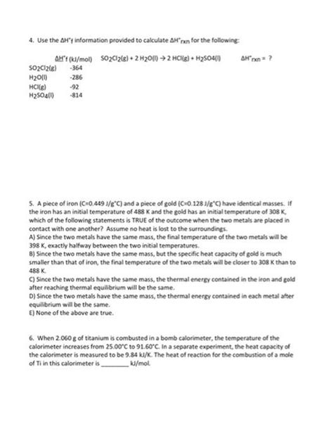solved 4 use the ah information provided to calculate ah