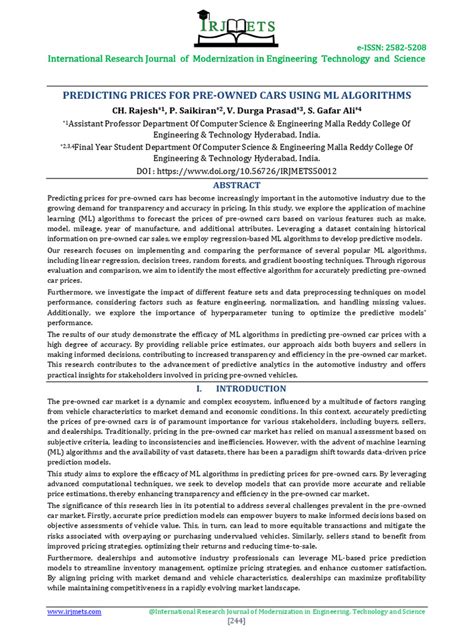 Irjmets60300008997 Pdf Machine Learning Mean Squared Error