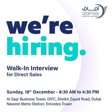 Aafaq Islamic Finance Psc On Linkedin Wearehiring Walkininterview