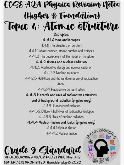 Topic 4 Atomic Structure Gcse Aqa Physics Combined And Etsy