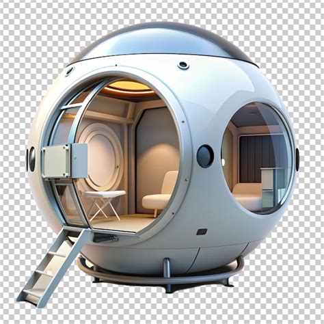 Futuristic Pod Bed With Cocoon Like Design For Ultimate Comfort On White Background Premium Ai