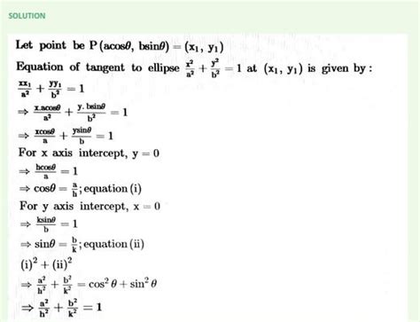 13 If Any Tangent To The Ellipse Intercepts Lengths H And K On The