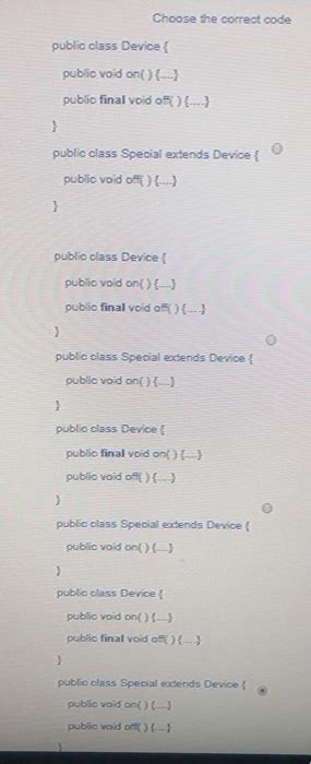 Solved Choose The Correct Code Public Class Device Public