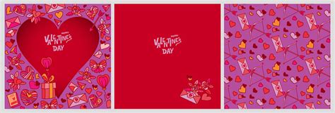 해피 발렌타인 데이 손으로 쓴 서예 디자인 하트 페이퍼 컷 장미 보석 선물 활 화살 봉투 활 화살 봉투의 원활한 패턴 인사말 카드 세트입니다 감정에 대한 스톡 벡터 아트 및