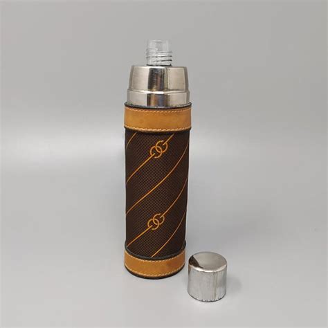 1970s Stunning Gucci Brown Monogram Canvas Thermos Vacuum Flask Made I