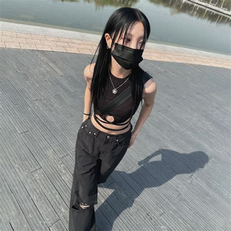 히키모드 리본 웨이스트 스트링 스트랩 레이어드 이너 크롭탑 나시