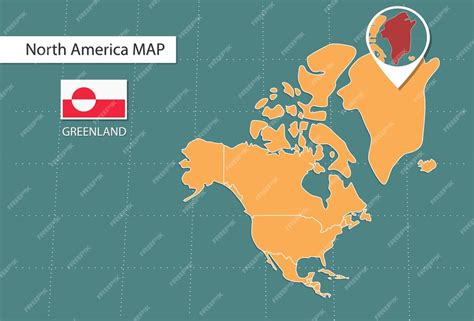 Карта гренландии в америке значки версии с увеличением показывающие
