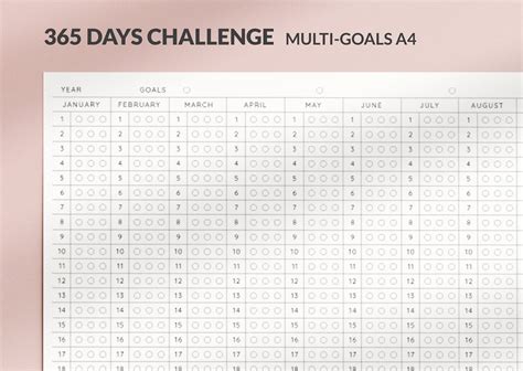 365 Days Challenge Printable PDF Multi Goal Minimal And Etsy UK